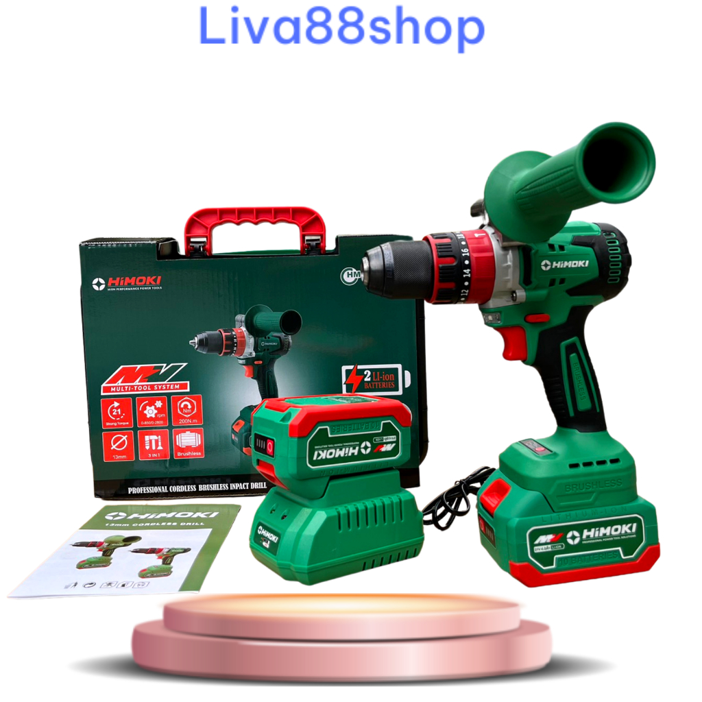 Máy khoan pin HIMOKI- 3 chức năng động cơ không than (hàng chính hãng ...