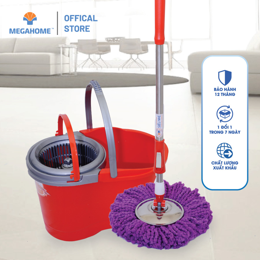 Bộ Lau Nhà Maxx Easy Mop X3 Megahome xoay 360 độ mâm lau inox cây lau nhẹ | Shopee Việt Nam