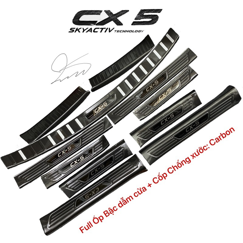 Ốp bậc cửa Nẹp bước chân Mazda CX5 2018 - 2023 Carbon chống trầy xước cốp Phụ kiện dán xe 2019 ...