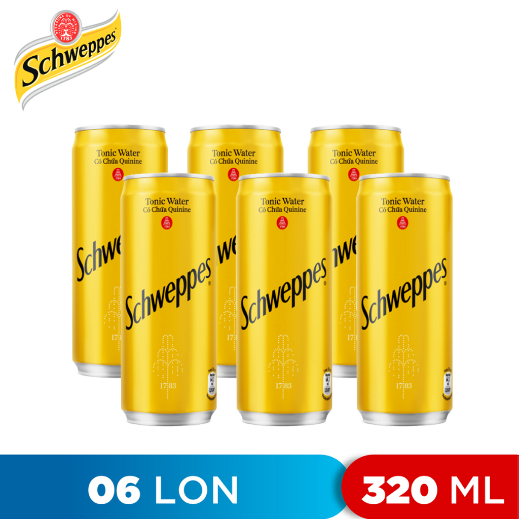 LỐC 6 LON NƯỚC SODA TONIC WATER SCHWEPPES 320ML | Shopee Việt Nam
