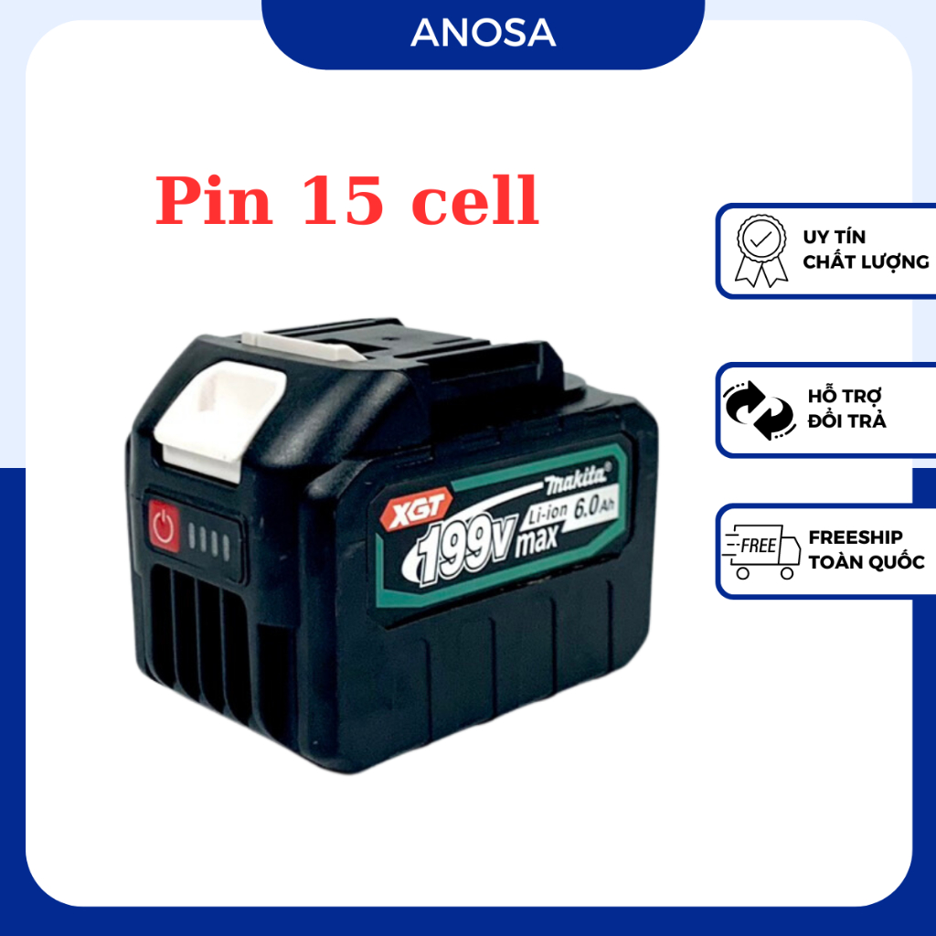 Pin 15 cell, pin máy khoan Makita 199v chân pin phổ thông 4cm có đèn ...