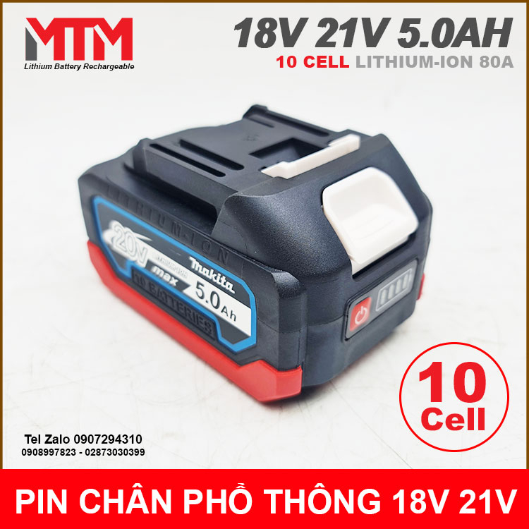 Pin chân phổ thông 18V 21V 10 cell 5Ah mạch 80A có báo dung lượng - vỏ chống sốc | Shopee Việt Nam