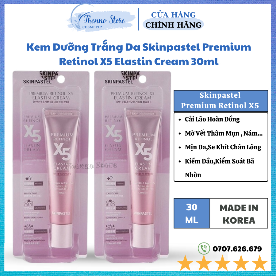 [CHÍNH HÃNG] Kem Dưỡng Trắng Da Chống Lão Hóa Skinpastel Premium Retinol X5 Elastin Cream 30ml ...