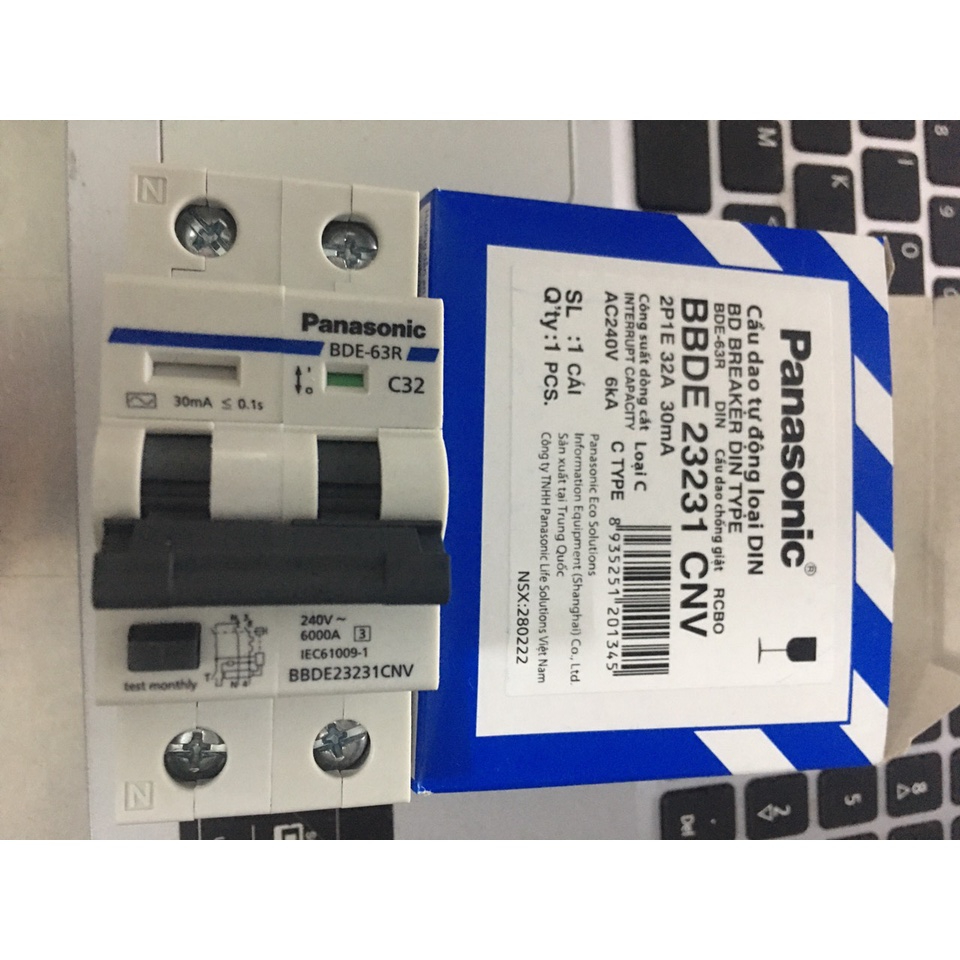 Cầu dao Tép chống giật RCBO CB 2P 2 Pha Panasonic 25A 32A 40A 50A 63A Cam kết chính hãng ...
