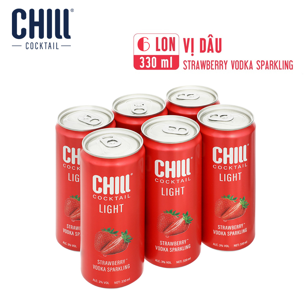 LỐC 6 LON CHILL COCKTAIL LIGHT VỊ DÂU STRAWBERRY VODKA SPARKLING 330ML ...