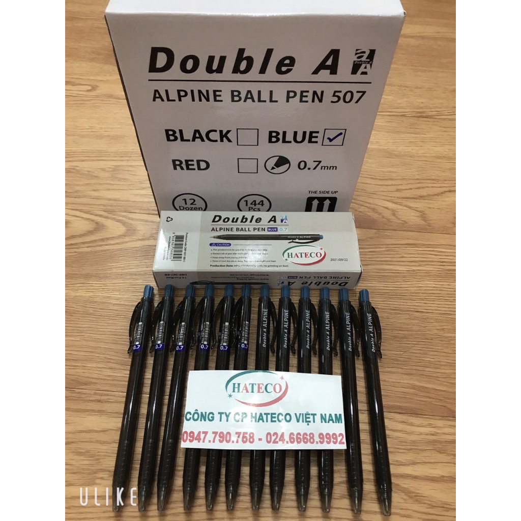 {SIÊU KHUYẾN MÃI}1 Hộp 12 cây Bút Bi Alpine Double A Thái Lan màu xanh ...