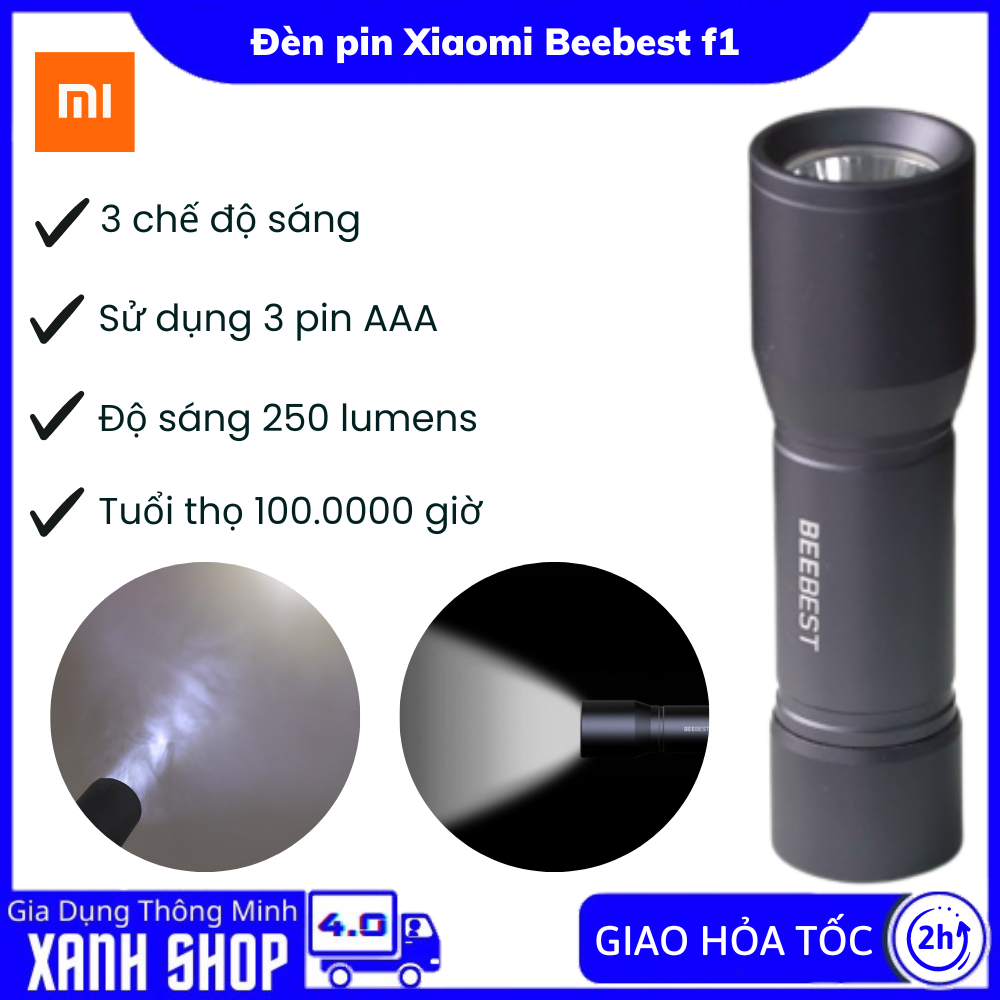 Đèn pin cầm tay mini Xiaomi Beebest F1, Đèn siêu sáng với độ sáng 250 lumens, Tuổi thọ đèn cao ...