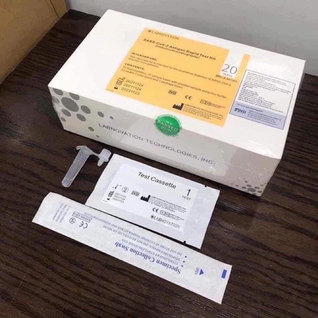 bộ que test nhanh covid hàng chính hãng LABNOVATION, lấy dịch mũi, có ...
