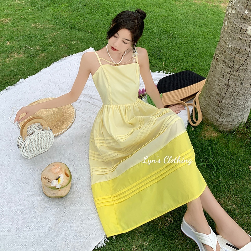Váy 2 Dây Phối Màu lưng chun phom nhỏ, Đầm Maxi Đi Biển hè 2025 [TN01 ...
