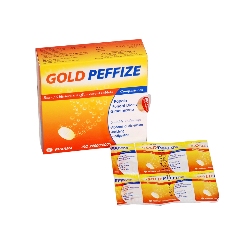 Viên sủi Gold PEFFIZE ( ăn không tiêu, đầy hơi, chướng bụng- hộp 20 ...