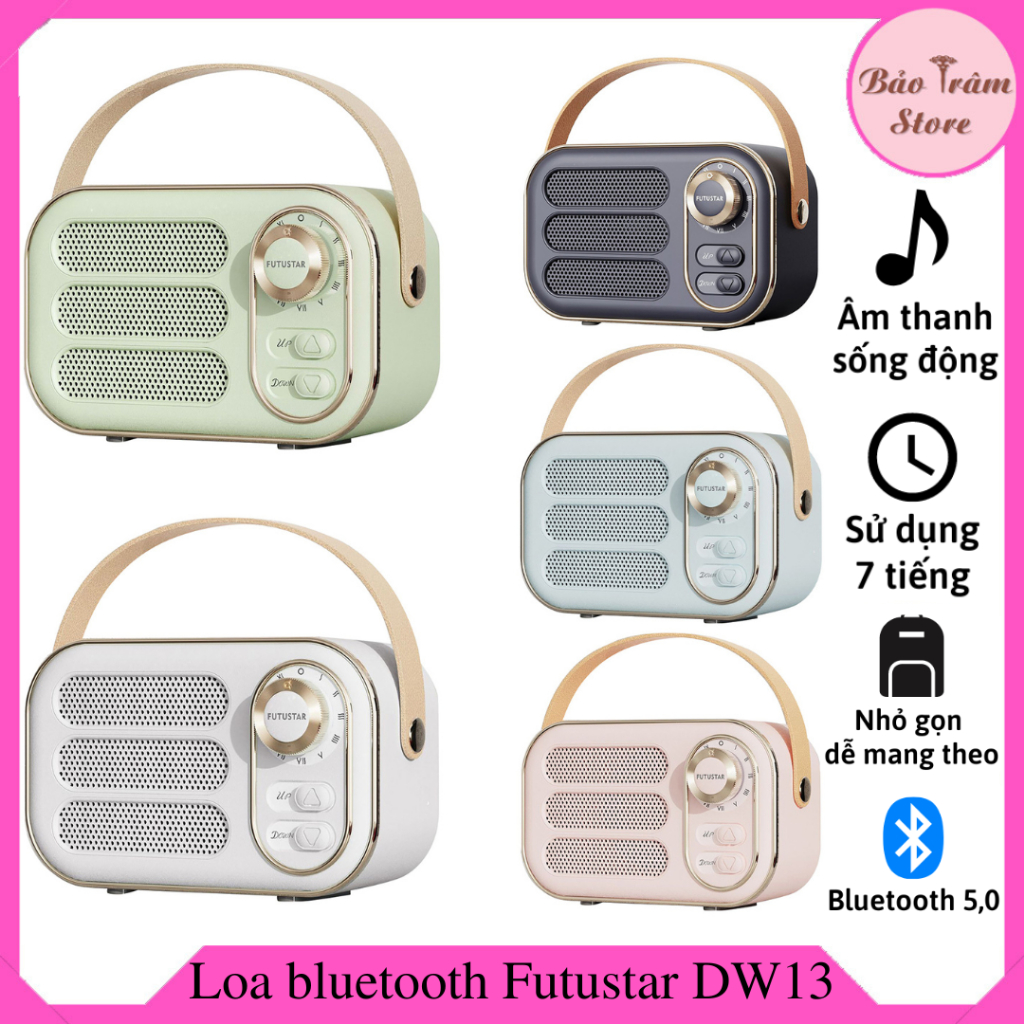 Loa bluetooth Futustar DW13, thiết kế xách tay phong cách cổ điển, bass ...