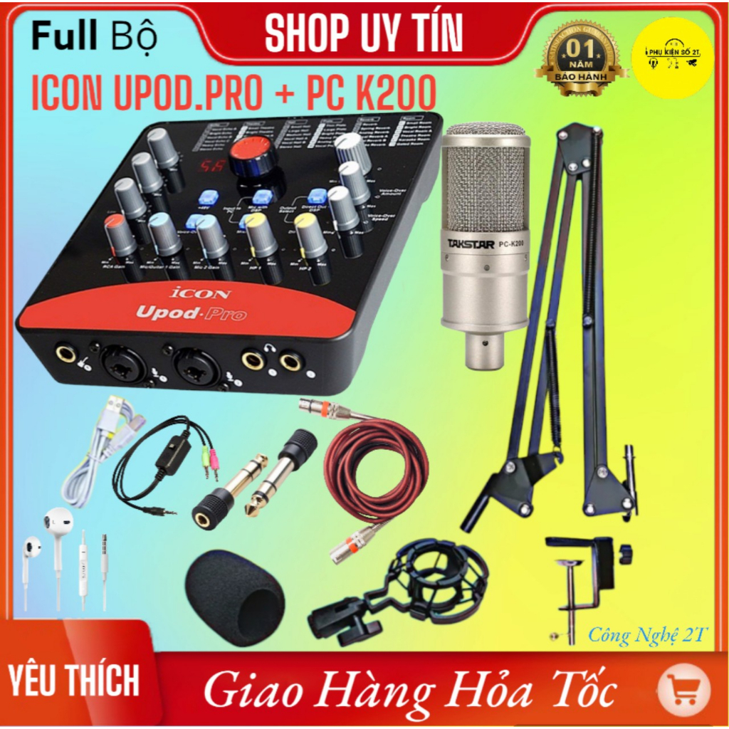 Bộ Combo Mic Thu Âm Hát Livestream Sound Card Icon Upod Pro Mic Takstar ...