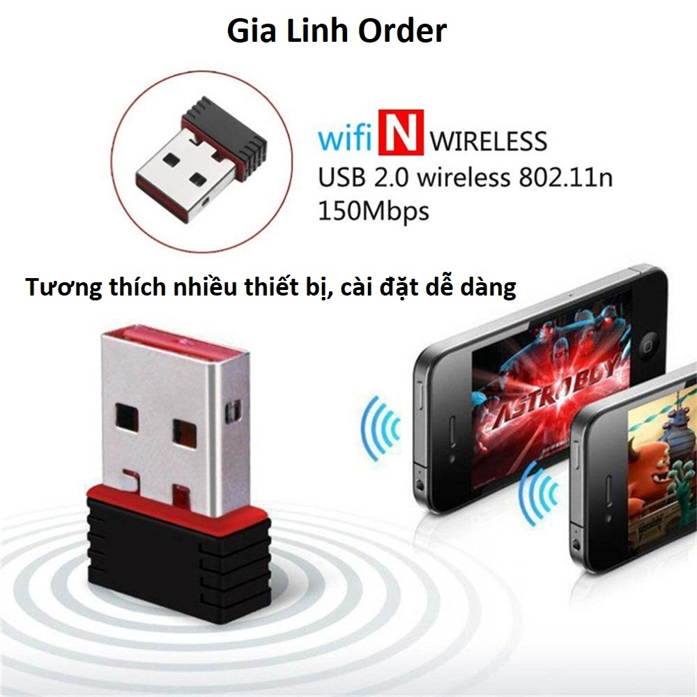 USB thu sóng Wifi RTL8188 siêu nhỏ cực gọn tốc độ 150/300/450Mbps - USB ...