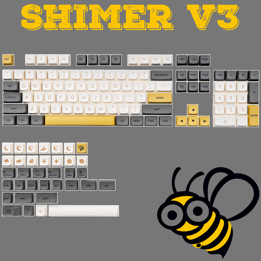 Keycap Shimer V3 Layout MAC/WIN 139 nút bàn phím cơ Thick PBT XDA 9.5MM ...