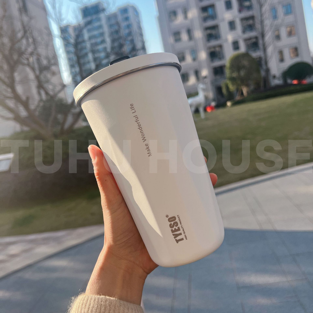 Ly bình giữ nhiệt khắc tên TYESO 600ml inox 304 cao cấp chống gỉ, ly cốc giữ nhiệt có ống hút ...