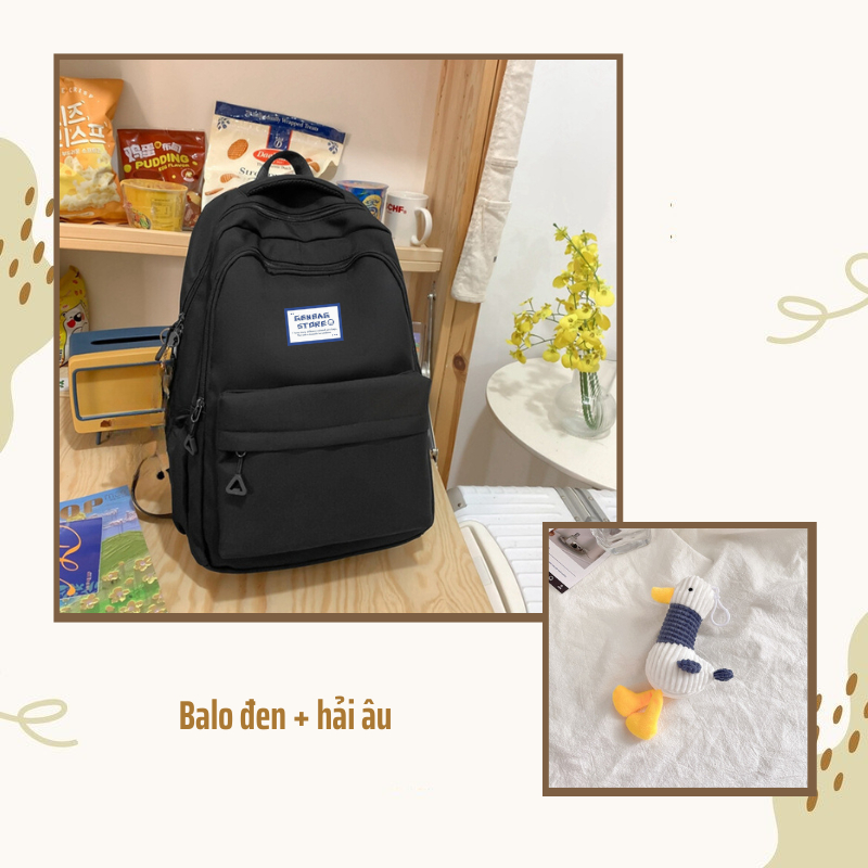 Balo laptop 15.6 inch GENBAG balo đi học nữ có ngăn chống sốc vải dù ...