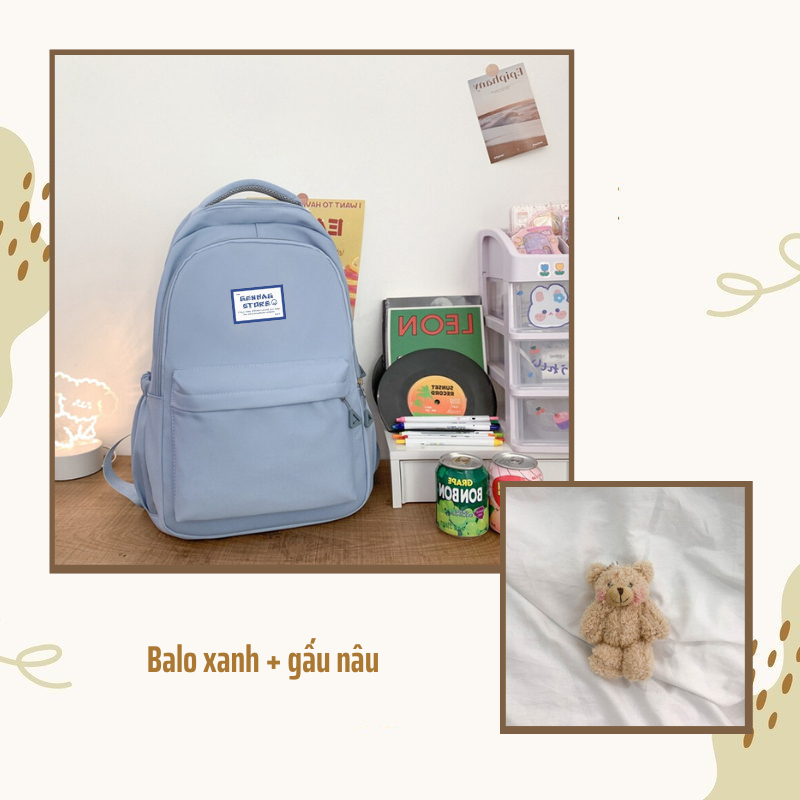 Balo laptop 15.6 inch GENBAG balo đi học nữ có ngăn chống sốc vải dù ...