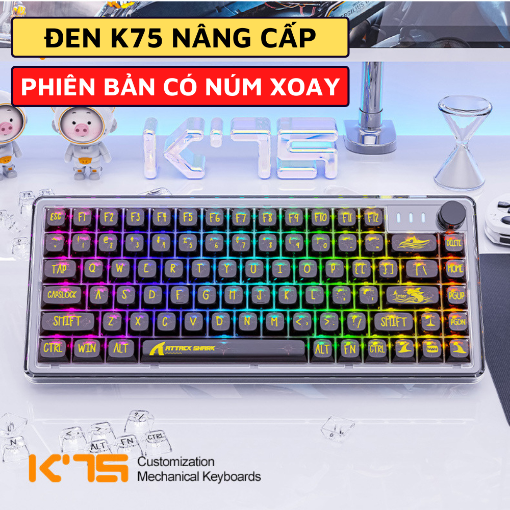 Bàn Phím Cơ Bluetooth Không Dây Trong Suốt K75 PRO Esport Nâng Cấp LED ...