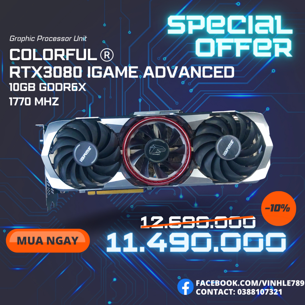 Card màn hình COLORFUL RTX 3080 Advanced OC 10G-V [USED] | Shopee Việt Nam