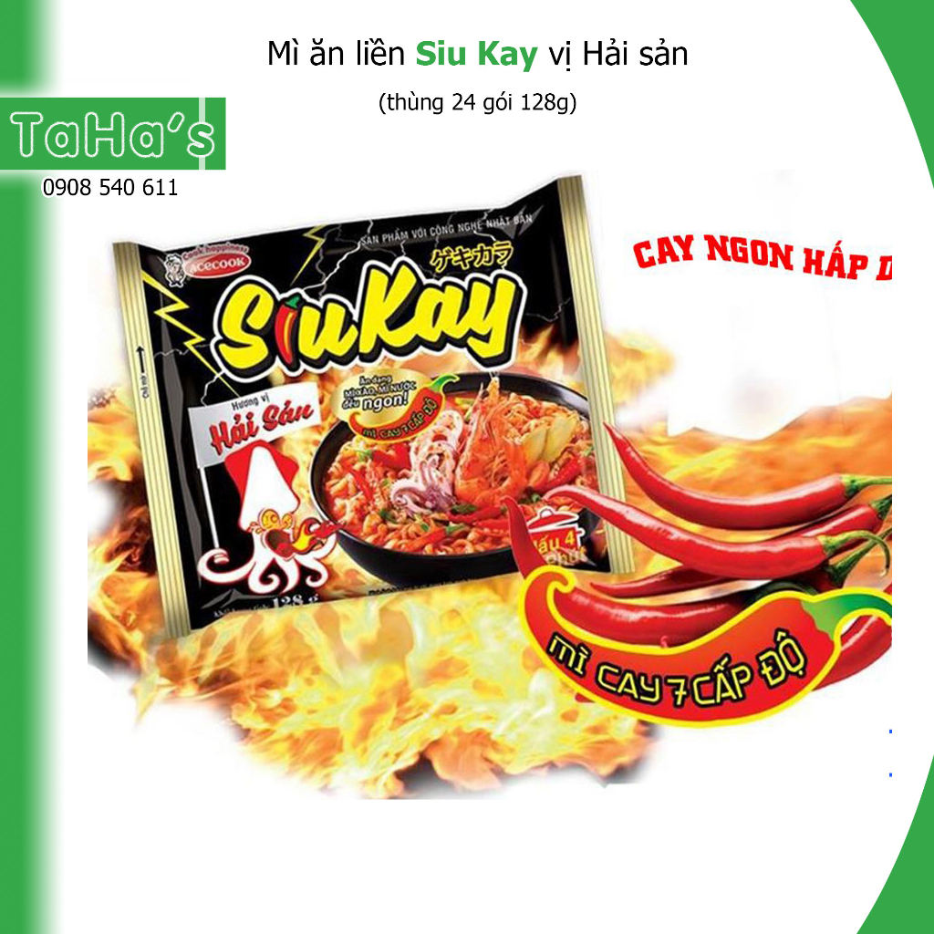 THÙNG Mì Siu Kay các vị Hải Sản, Gà Phô Mai, Bò 24 gói 128g | Shopee ...