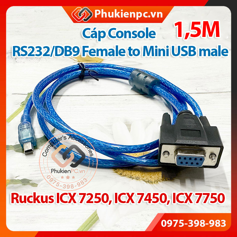 Cáp console DB9 RS232 Female to Mini USB 5Pin Male, dài 1.5M dùng lập ...