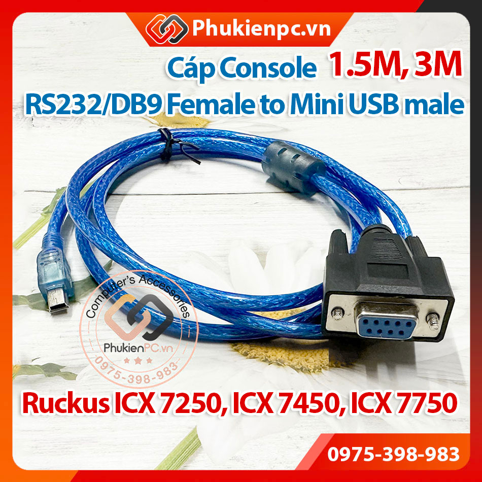 Cáp console DB9 RS232 Female sang Mini USB Male 5Pin 1.5M 3M dùng lập ...