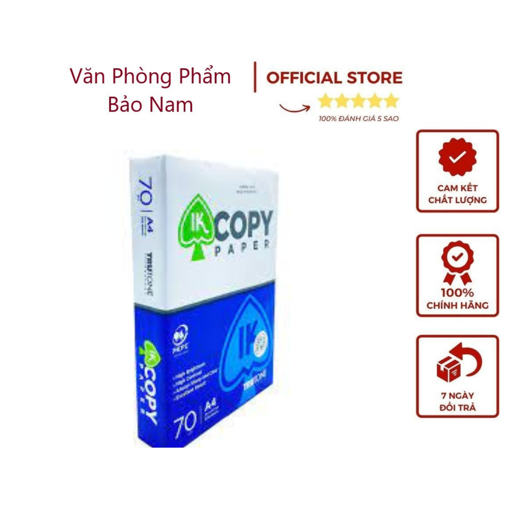 Giấy in A4 IK COPY ĐL70gsm , phù hợp cho văn phòng trường học giấy dày chắc chắn đủ 500 tờ ...