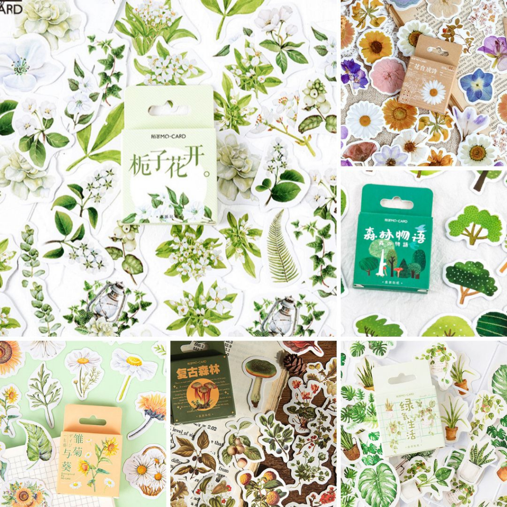 Tổng Hợp Sticker Chủ Đề Cây cối , hoa lá - Hộp 45 Miếng | Shopee Việt Nam