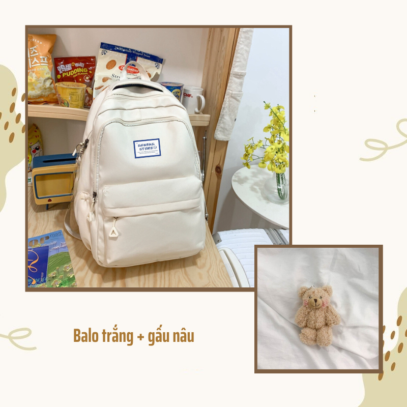 Balo laptop 15.6 inch GENBAG balo đi học nữ có ngăn chống sốc vải dù ...