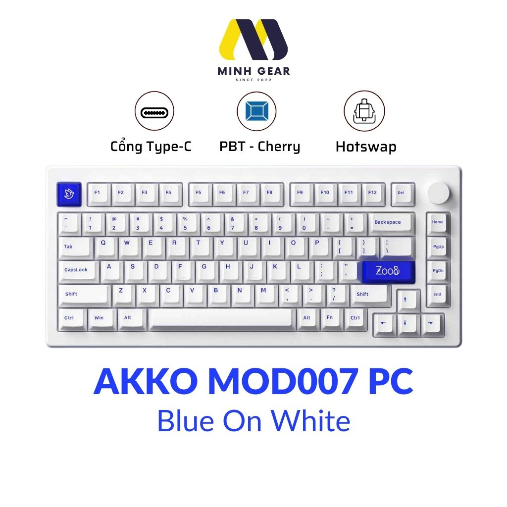 Bàn Phím Cơ AKKO MOD007 PC Blue on White (Hotswap / Gasket Mount ...