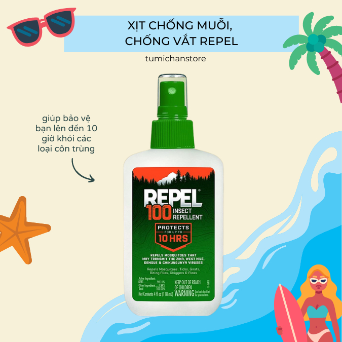 Xịt chống muỗi, chống vắt Repel - chai xịt 118ml ống xịt 14ml - hàng MỸ ...