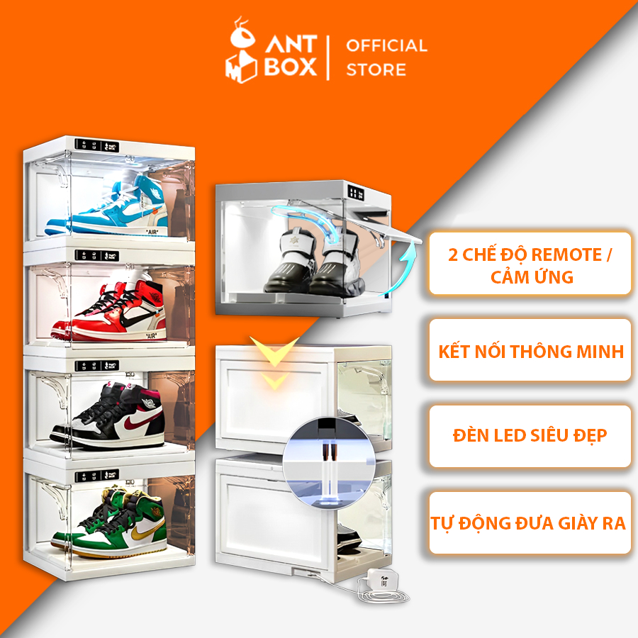 Hộp Đựng Giày Thông Minh Cao Cấp Tự Động Lấy Giày, Có Đèn Led Antbox 2 Chế Độ Điều Khiển ...