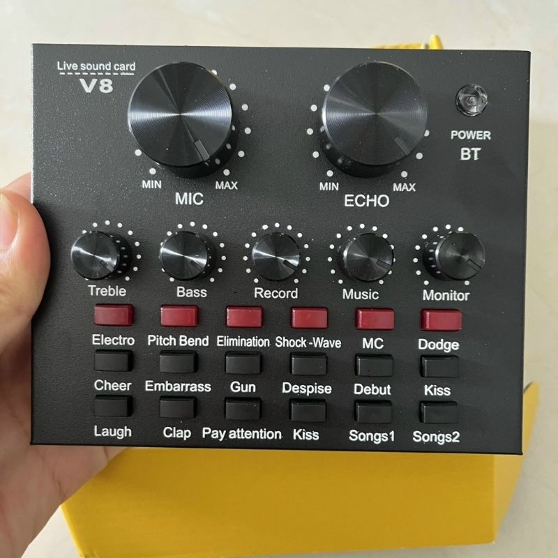 Sound card V8 bluetooth thu âm livestream chỉnh âm thanh | Shopee Việt Nam