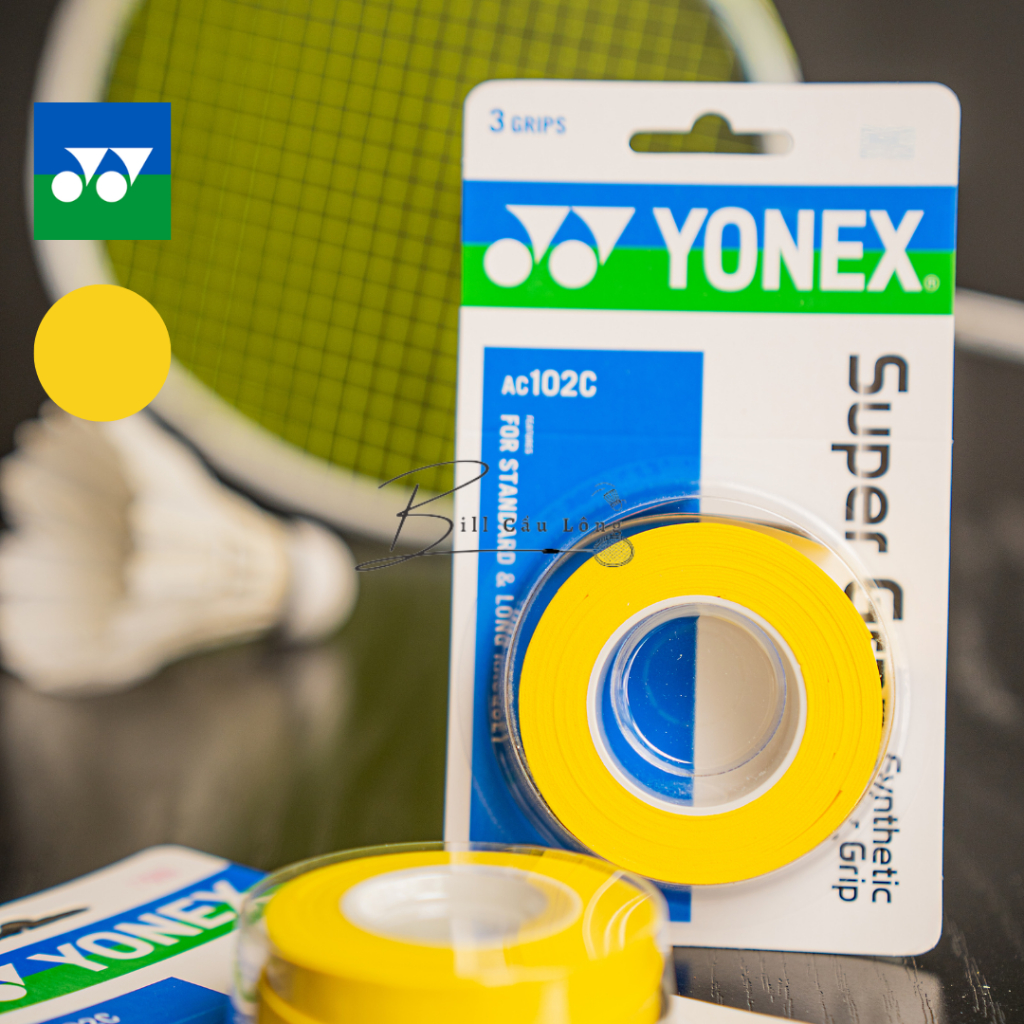 Quấn cán nhựa 3in1 Yonex AC 102C cao cấp, MÀU VÀNG, 1 cuộn dùng được 3 ...