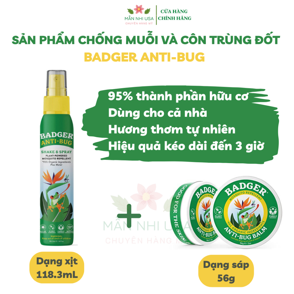 Sáp Bôi Hữu Cơ Chống Muỗi và Côn Trùng Đốt Badger Anti Bugs. | Shopee ...