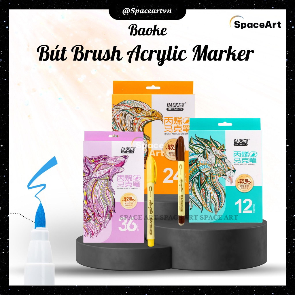Bút Brush Acrylic Marker Baoke Viết Trên Mọi Chất Liệu | Shopee Việt Nam