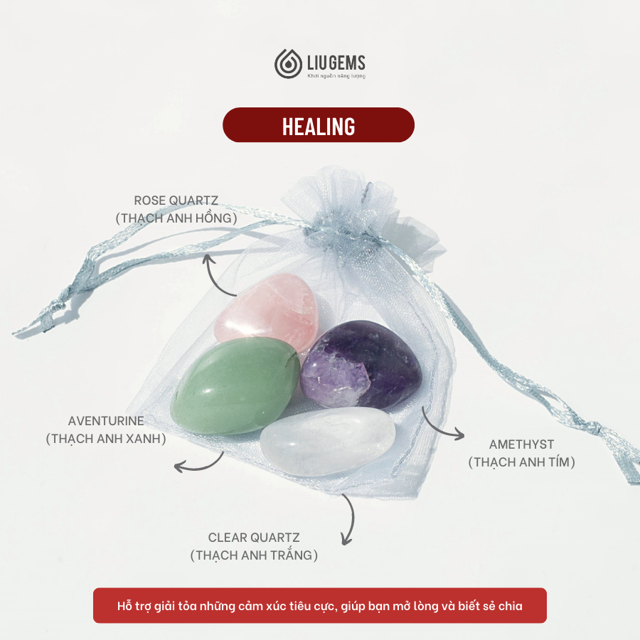 Túi Đá Năng Lượng Liugems Mix Đá Phong Thủy Mang Đến Sự Lạc Quan, Tích ...