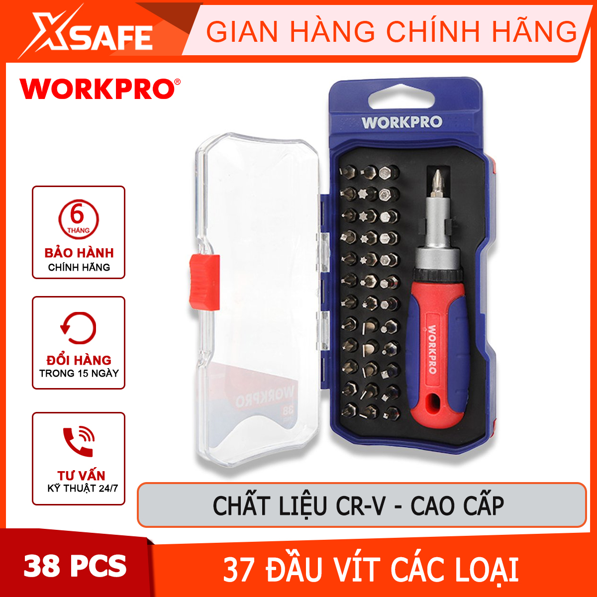 Bộ tua vít 38 chi tiết Workpro WP200517 thép Cr-V cứng khỏe, thay thế nhanh tiện lợi | Shopee ...
