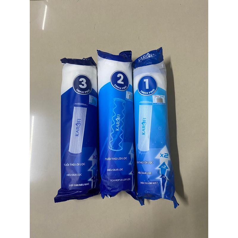 [CHÍNH HÃNG] Bộ 1-2-3 lõi lọc thô SMAX PRO Karofi dành cho các máy D66s, N89, L56, I55, X39 ...