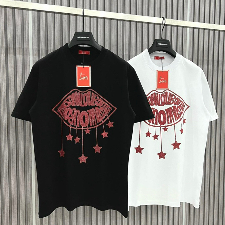 Áo Phông Nam Nữ Louboutin Môi Kim Tuyến Full Boxx Hình In Nhiệt Cực Nét ...