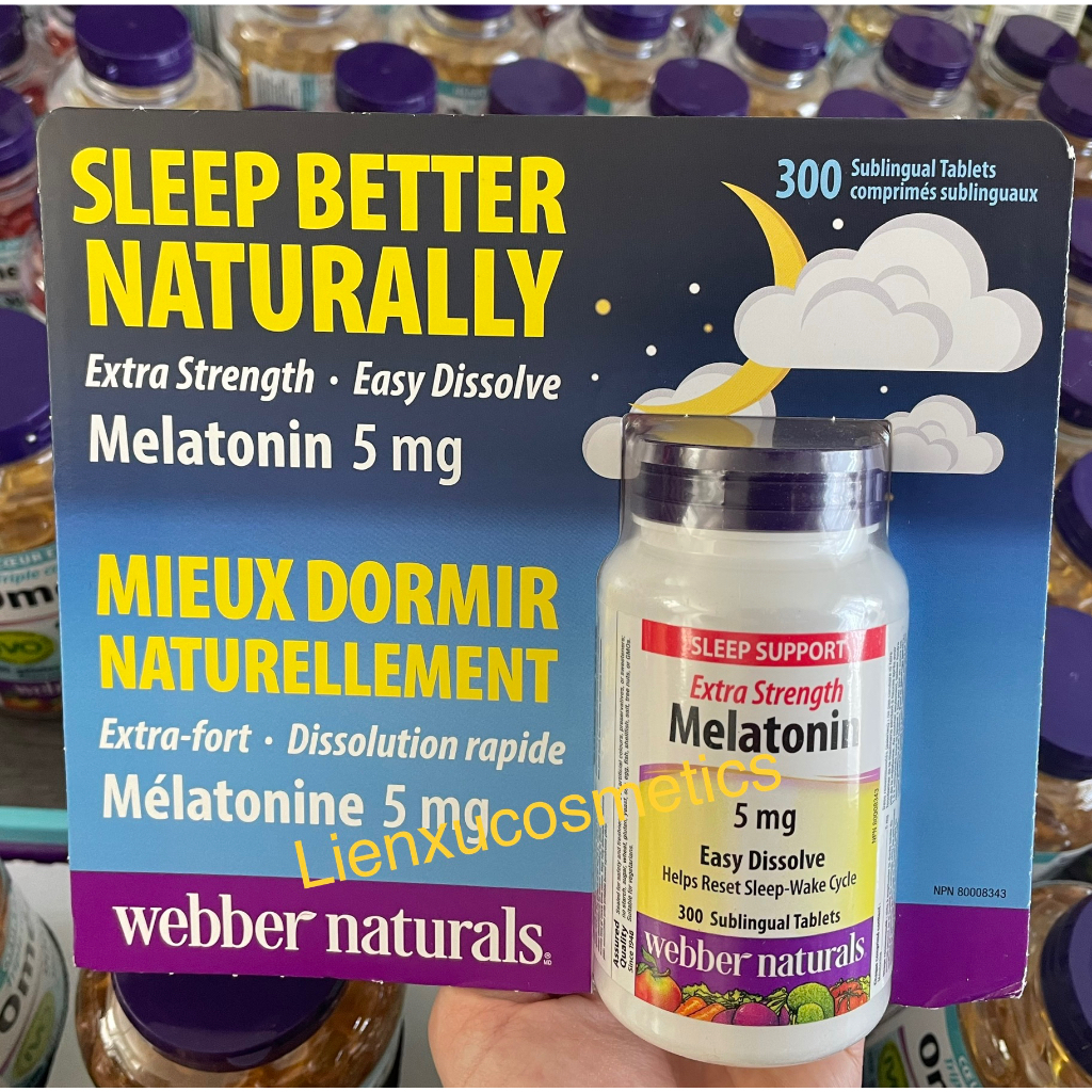 Viên uống hỗ trợ giấc ngủ Melatonin 5mg extra strength Webber Naturals ...