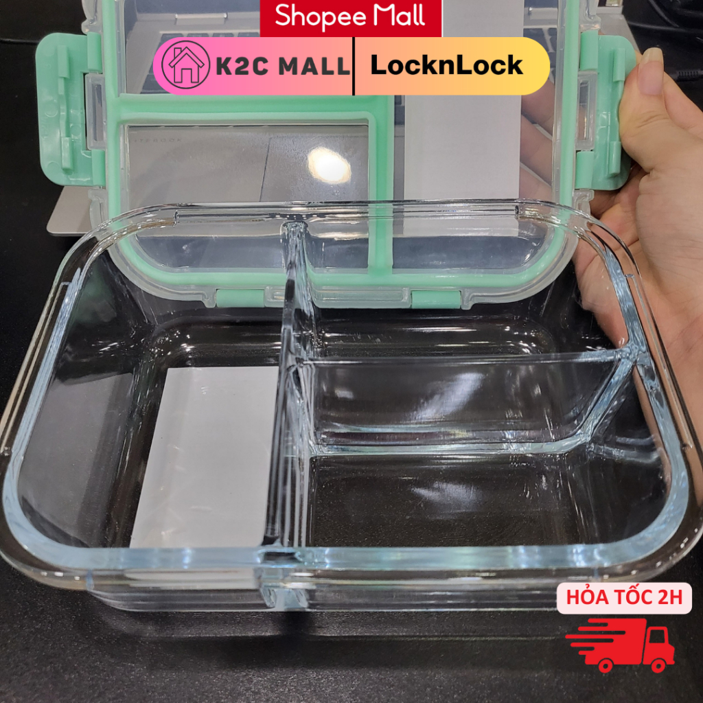 Hộp Cơm Thuỷ Tinh Chống Tràn LocknLock 2 Ngăn, 3Ngăn dùng cho lò vi ...