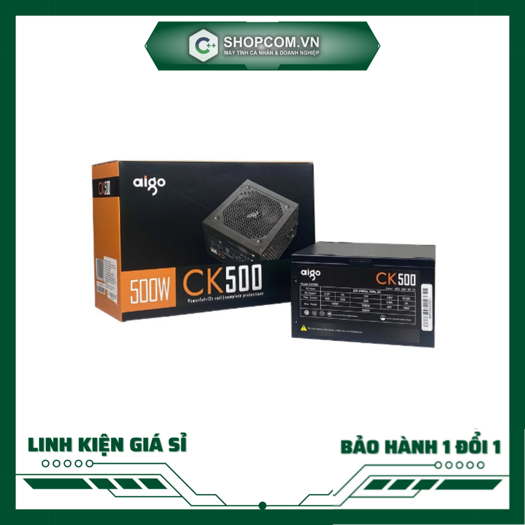 Nguồn máy tính PC Aigo CK550 550W bảo hành 36 tháng linh kiện chính hãng Shopcom | Shopee Việt Nam