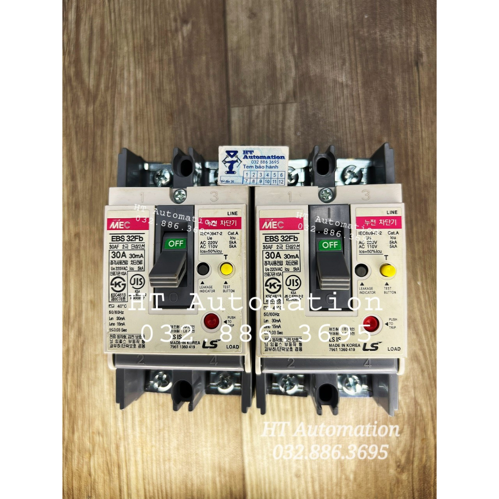 Áp tô mát , Át chống giật , Aptomat chống giật (ELCB) LS EBS32Fb 30A 30mA loại gắn DINrail ...