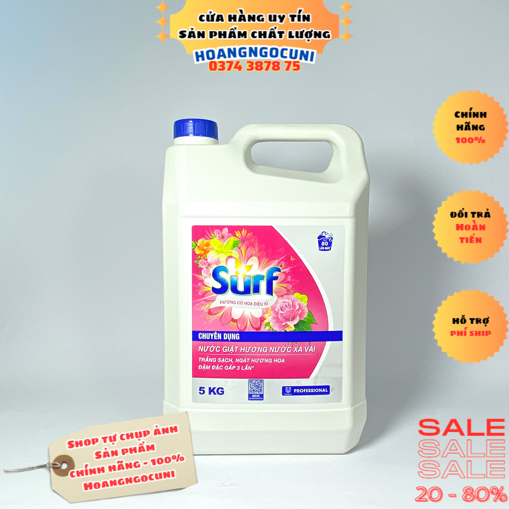Nước giặt Surf can 5kg đậm đặc tiết kiệm hương xả vải chính hãng ...