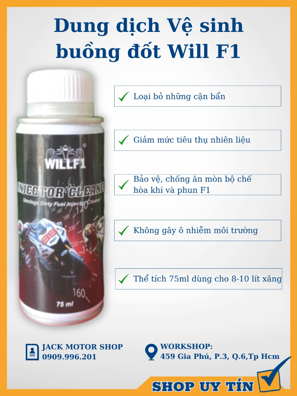 [CHÍNH HÃNG] Dung dịch vệ sinh buồng đốt xe máy Will F1 injector ...