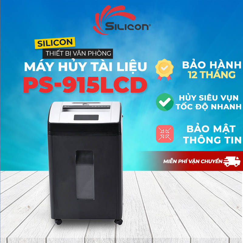 Máy hủy tài liệu nhập khẩu SILICON PS-915LCD - Công suất hủy 15 tờ/ 1 ...