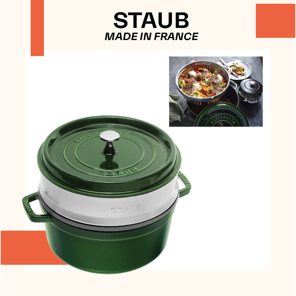 [SẴN HN-HCM] NỒI GANG STAUB KÈM XỬNG HẤP STAUB COCOTTE BASIL 26CM ...