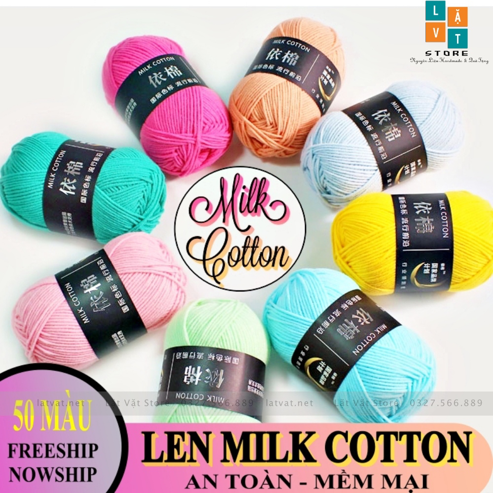 Len Milk Cotton Mác Đen 50 gram bảng màu 2 - len hàn nhí dùng để móc ...
