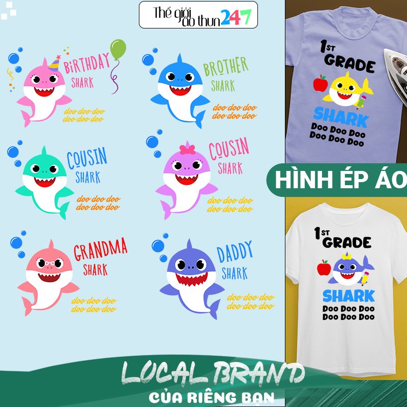[Hình ủi, ép nhiệt] Hình Baby Shark Bundle B6 cho bé bằng bàn là, bàn ...
